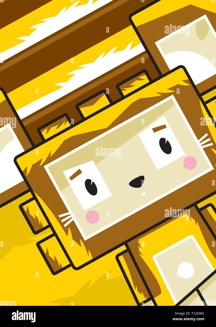 Cute Cartoon Block Lion Character Stock Vector Image & Art - Alamy