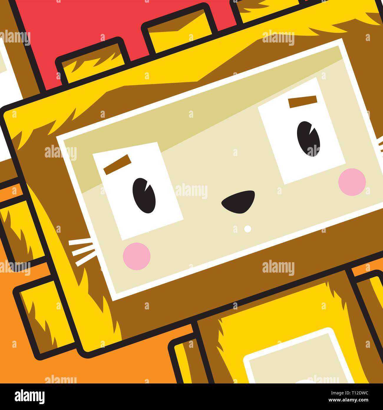 Cute Cartoon Block Lion Character Stock Vector Image & Art - Alamy
