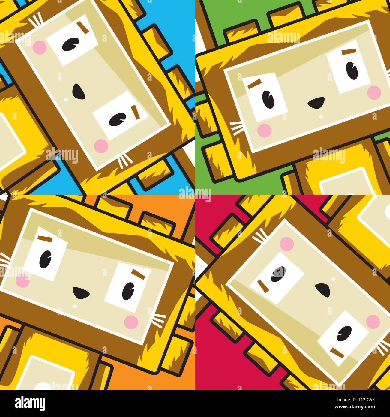 Cute Cartoon Block Lion Character Stock Vector Image & Art - Alamy