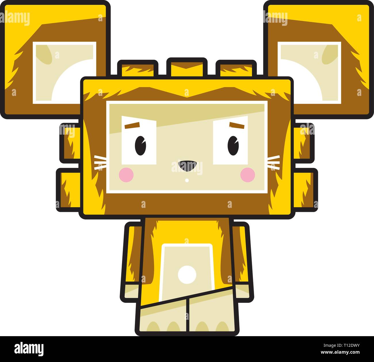 Cute Cartoon Block Lion Character Stock Vector Image & Art - Alamy