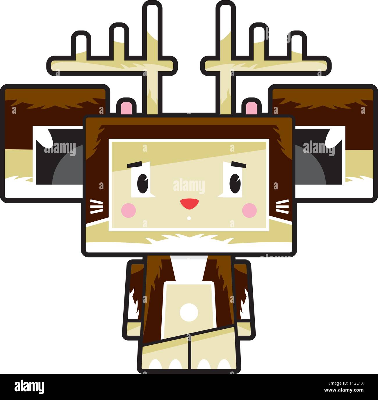 Cute Cartoon Block Reindeer Character Stock Vector Image & Art - Alamy