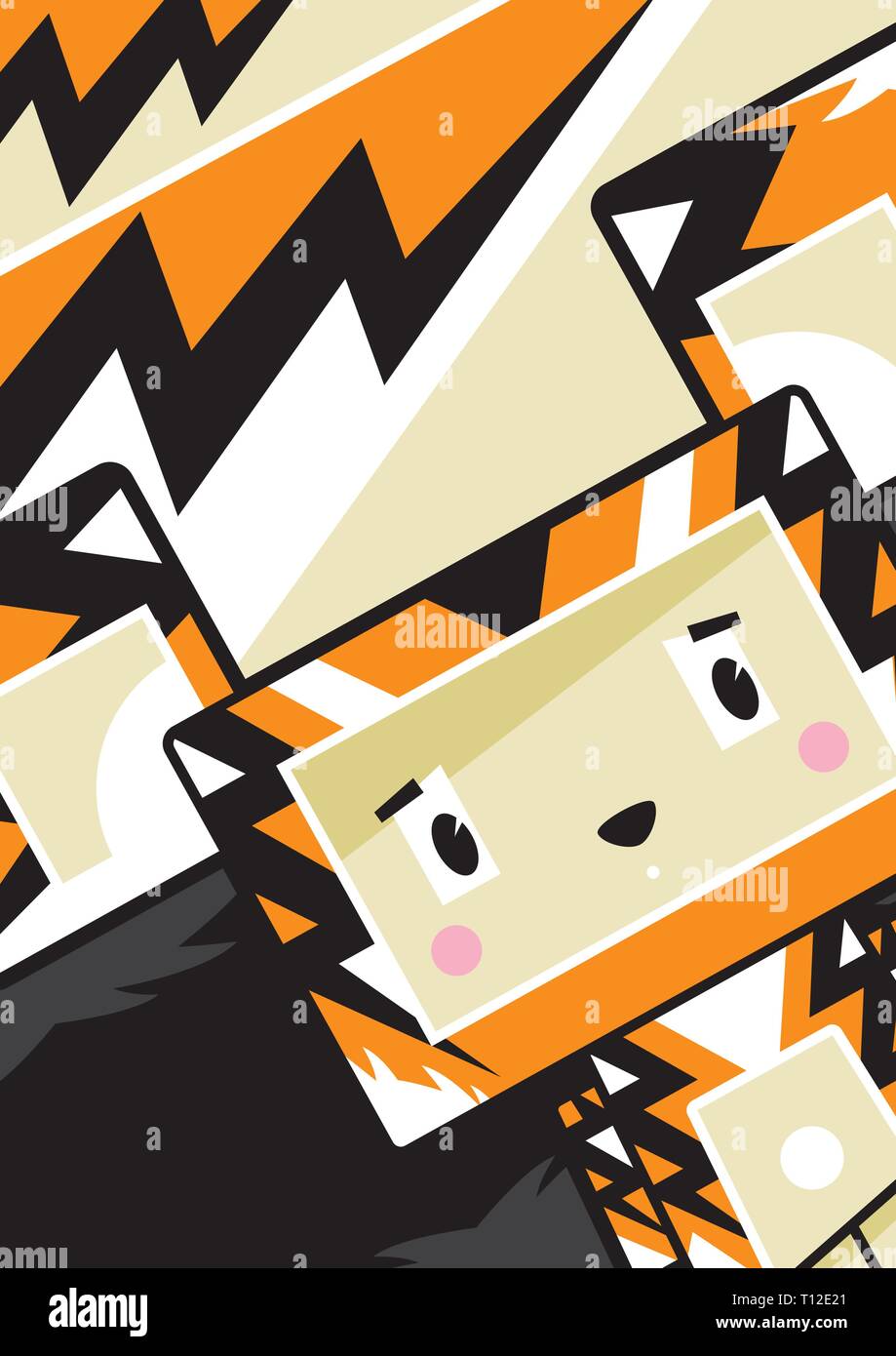 Cute Cartoon Block Tiger Character Stock Vector Image & Art - Alamy