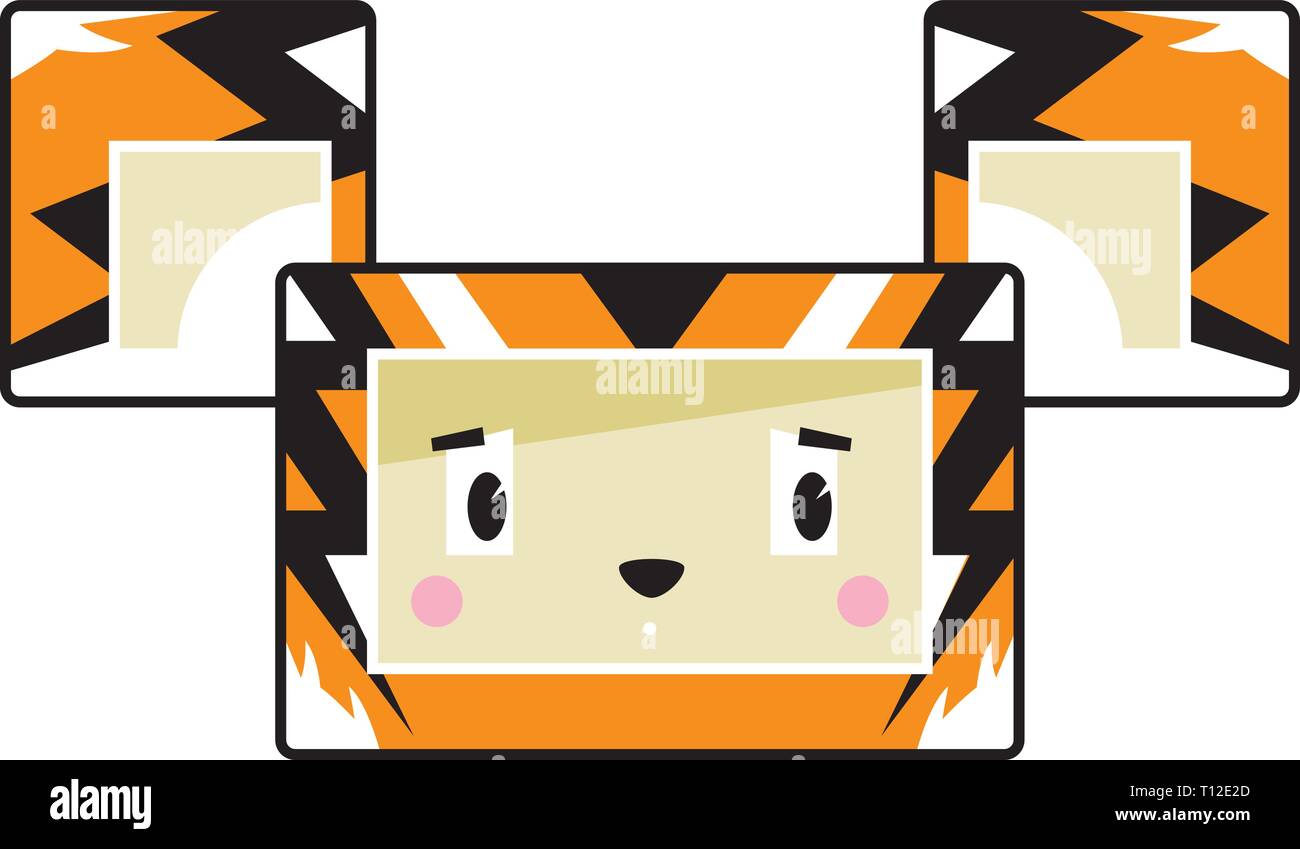 Cute Cartoon Block Tiger Character Stock Vector Image & Art - Alamy
