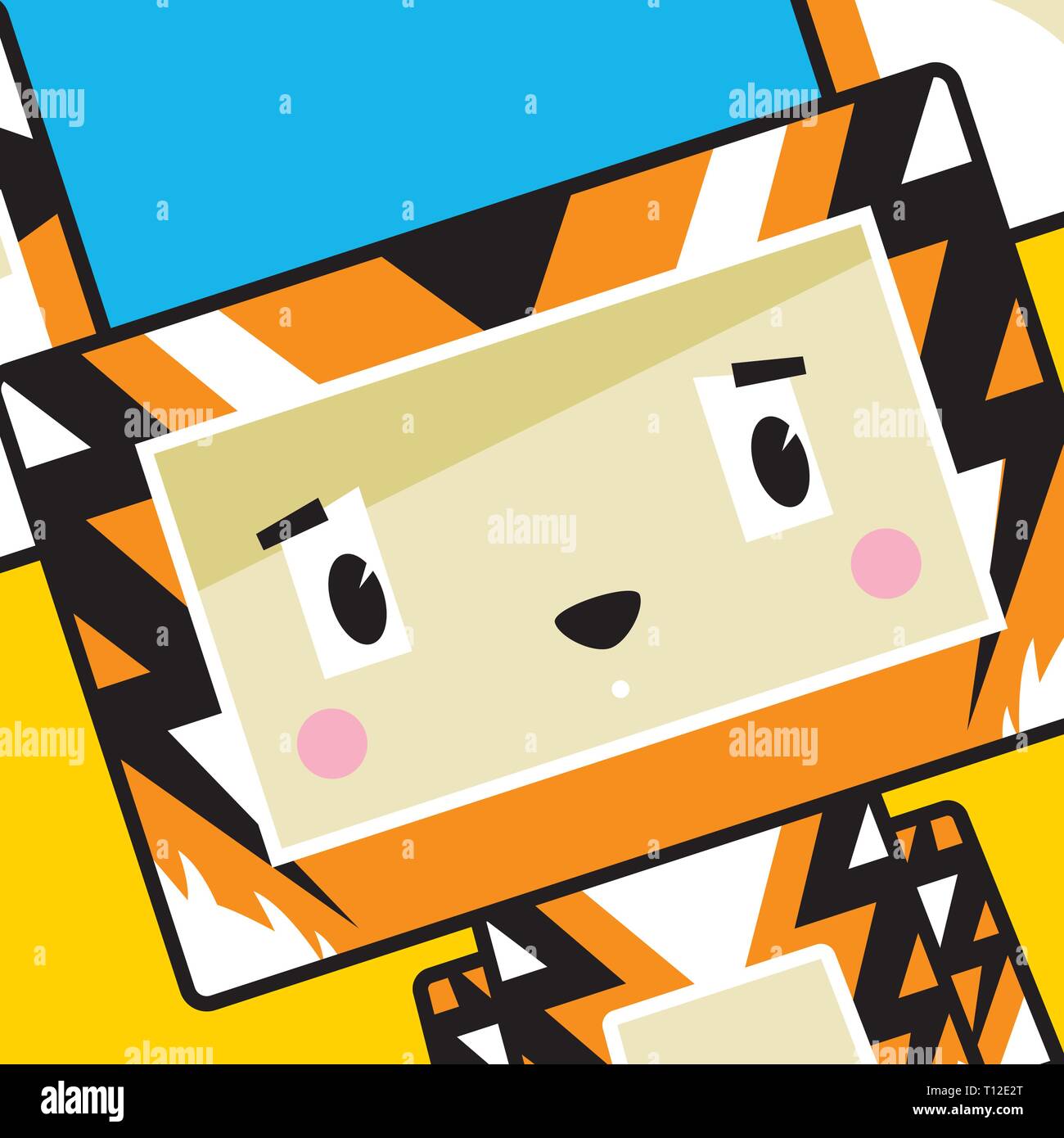 Cute Cartoon Block Tiger Character Stock Vector Image & Art - Alamy