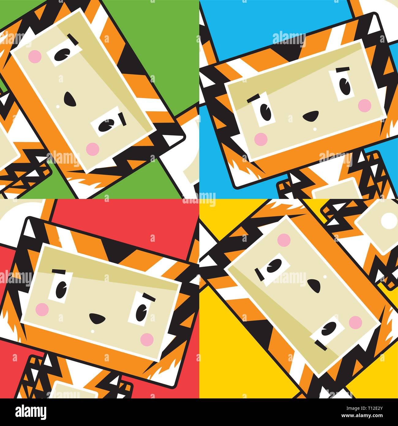 Cute Cartoon Block Tiger Character Stock Vector Image & Art - Alamy