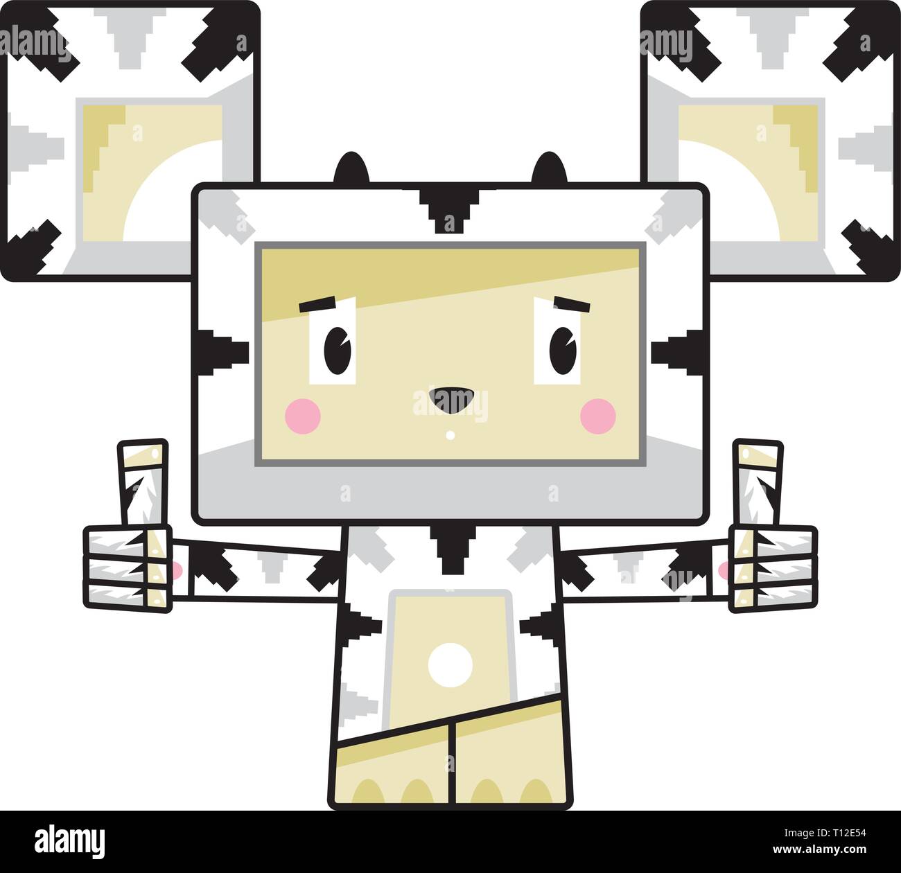 Cute Cartoon Block Zebra Character with Thumbs Up Stock Vector Image ...