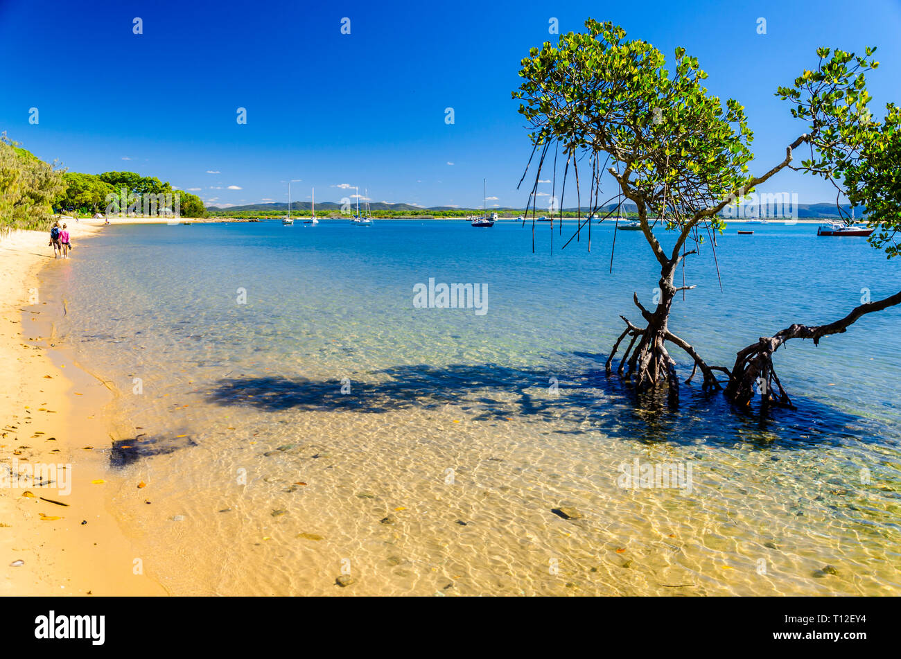 A walk along the beach of the Town of 1770, Queensland, Australia Stock ...