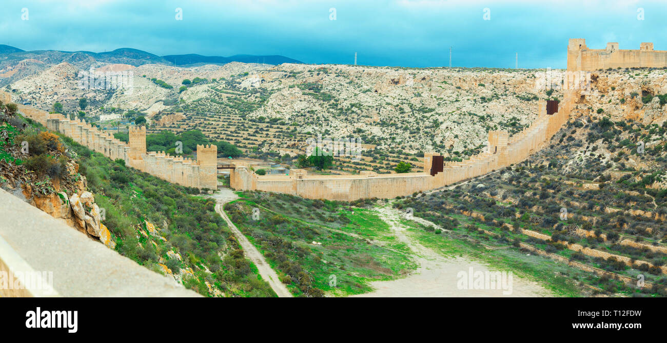 Medieval castle Alcazaba of Almeria panoramiv view, travel sites in ...