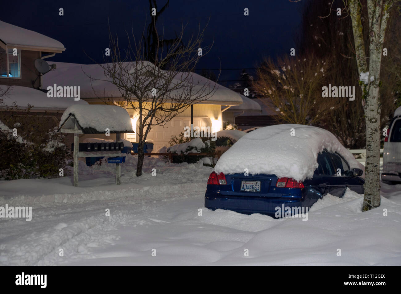 Snow piled after a winter storm in Monroe,Washington tate.S Stock Photo ...