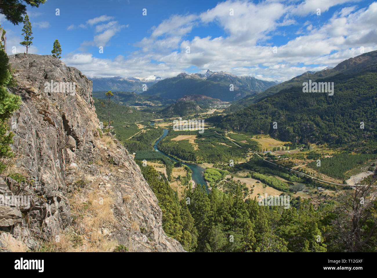 View of the majestic Futaleufú River with Cerro Teta peak behind ...