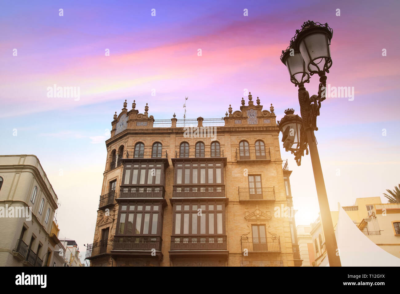 Spain, Seville streets at an early sunset in the historic center Stock ...