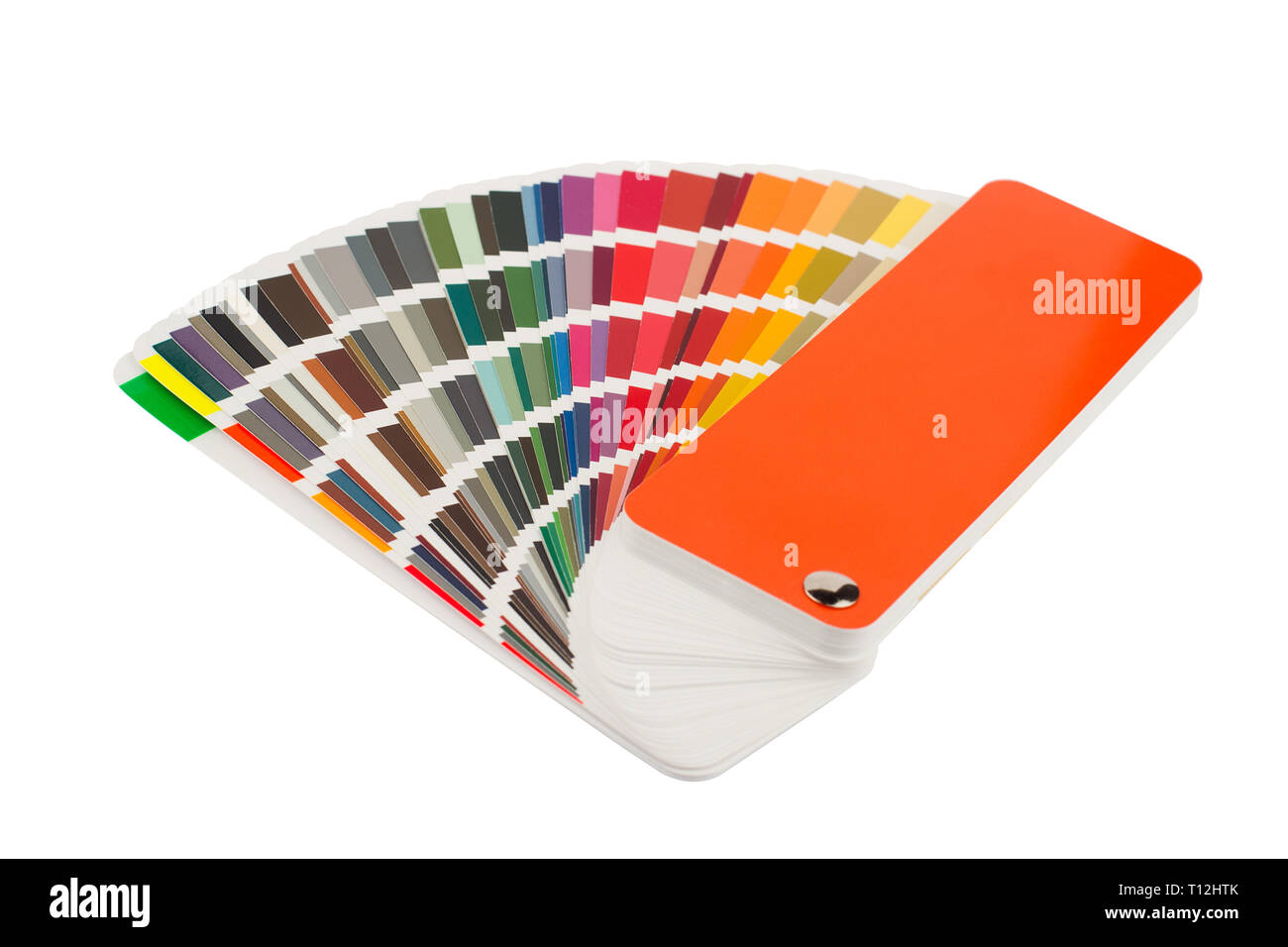 front view close up of multicolor color pantone paper spectrum sampler ...