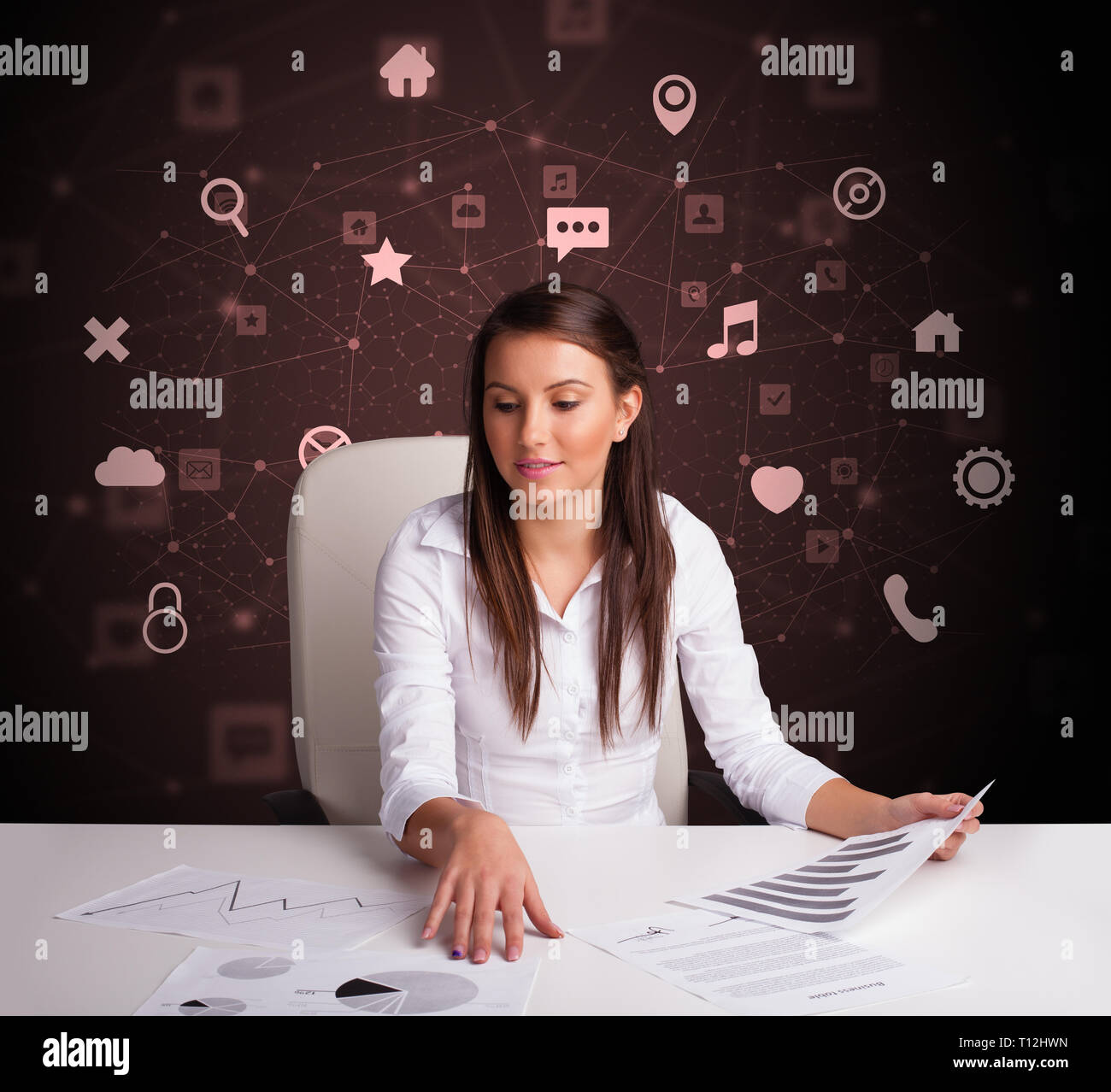 Secretary work with office and multitask concept Stock Photo - Alamy