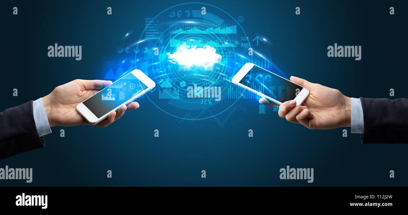 Two smart phones technology transfer hi-res stock photography and ...