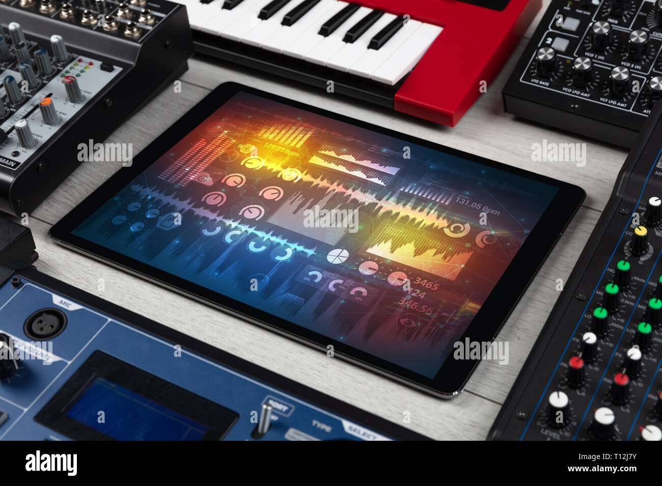 Electronic music instruments, microphone, piano, consoles and tablet ...