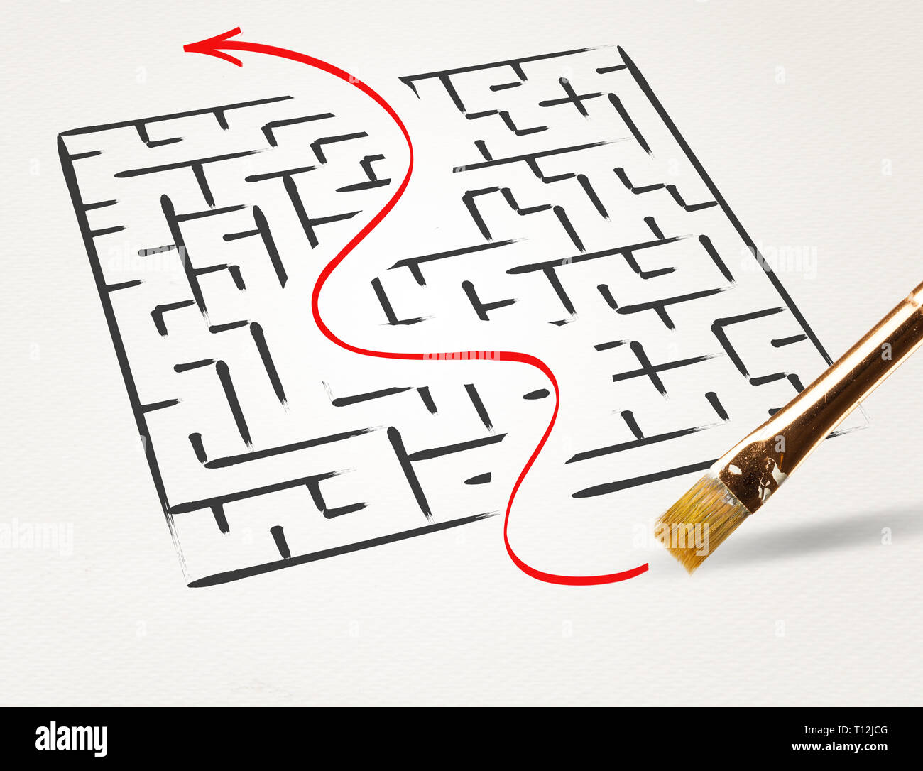 Stationery drawing the exit way out from a labirynt Stock Photo - Alamy