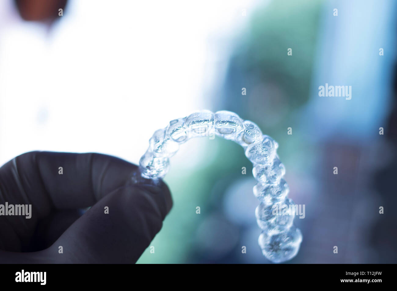 Invisible dental teeth aligners brackets used to align each tooth in ...