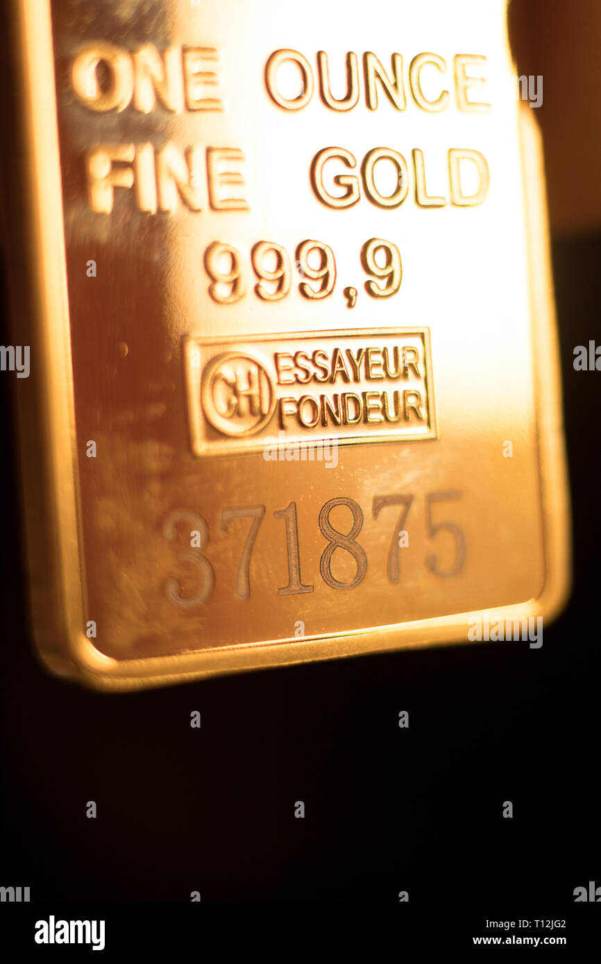 Fine solid gold 999.9 one ounce bullion ingot precious metals bar ...