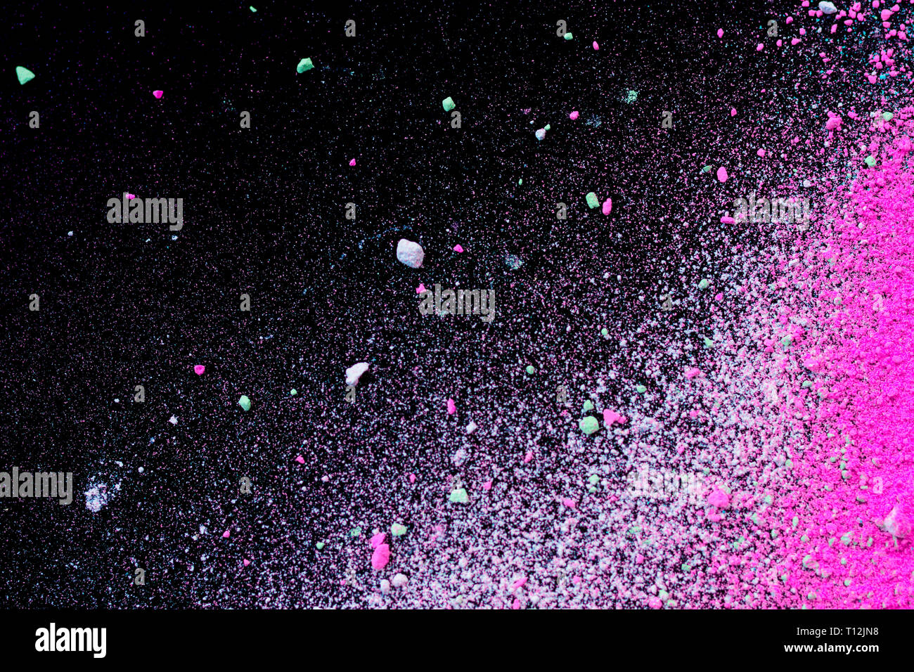 Pile of natural colored pigment powder. Green pink white powder ...