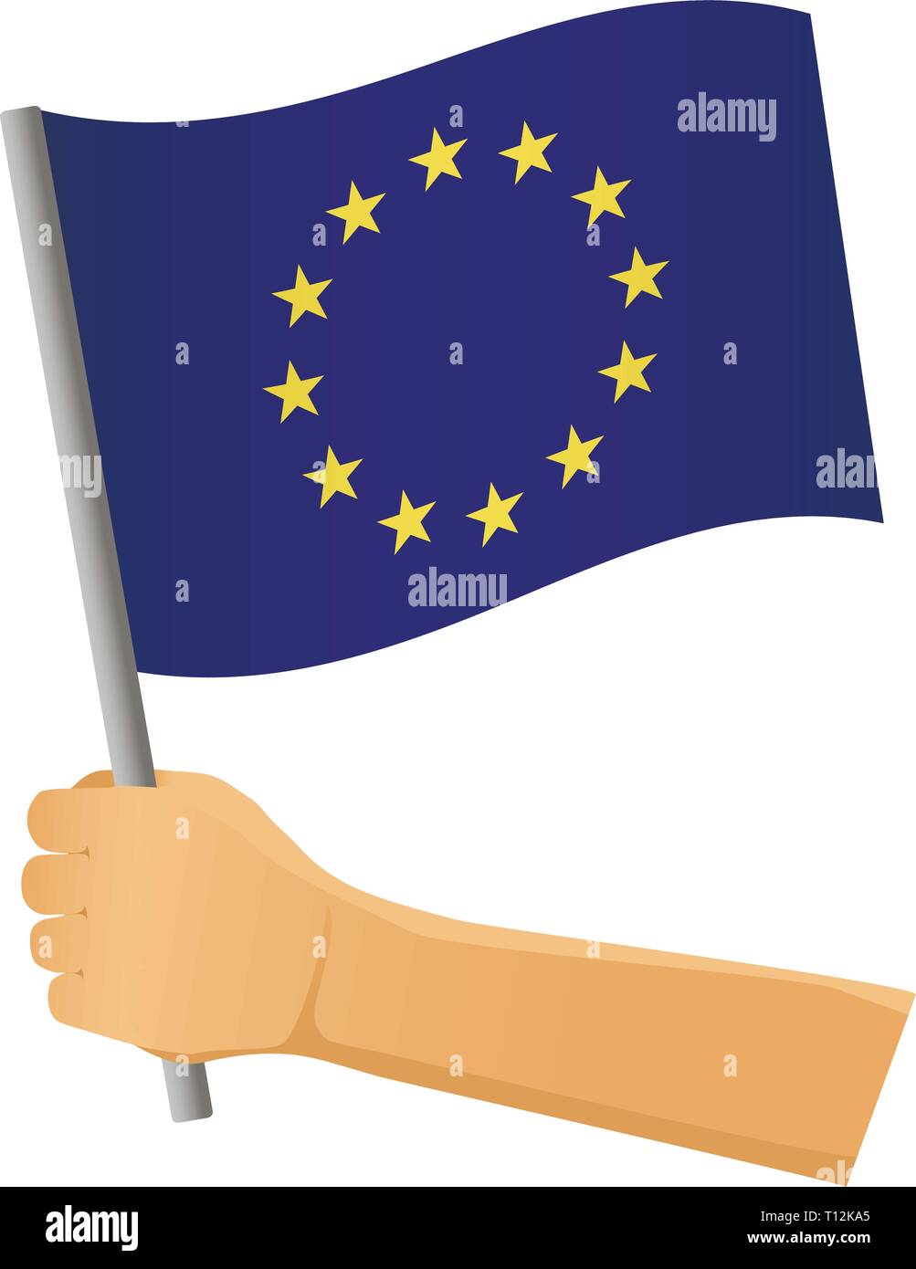 EU flag in hand. Patriotic background. Europe flag vector illustration ...