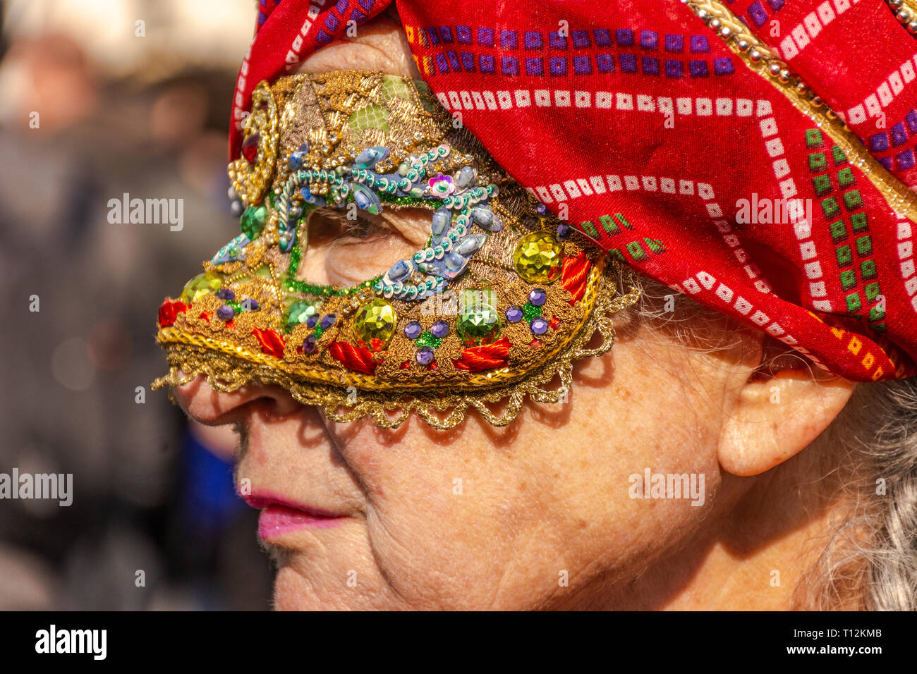 Italy, Venice, 2919 carnival, typical masks, beautiful clothes, posing ...