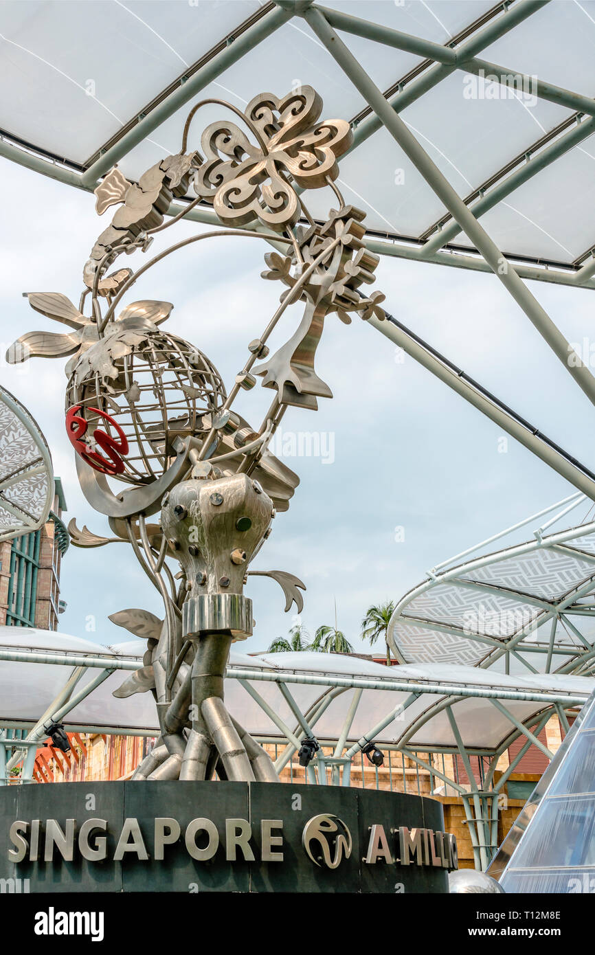 Lake of Dreams at Merlion Plaza shopping center at Sentosa Island ...