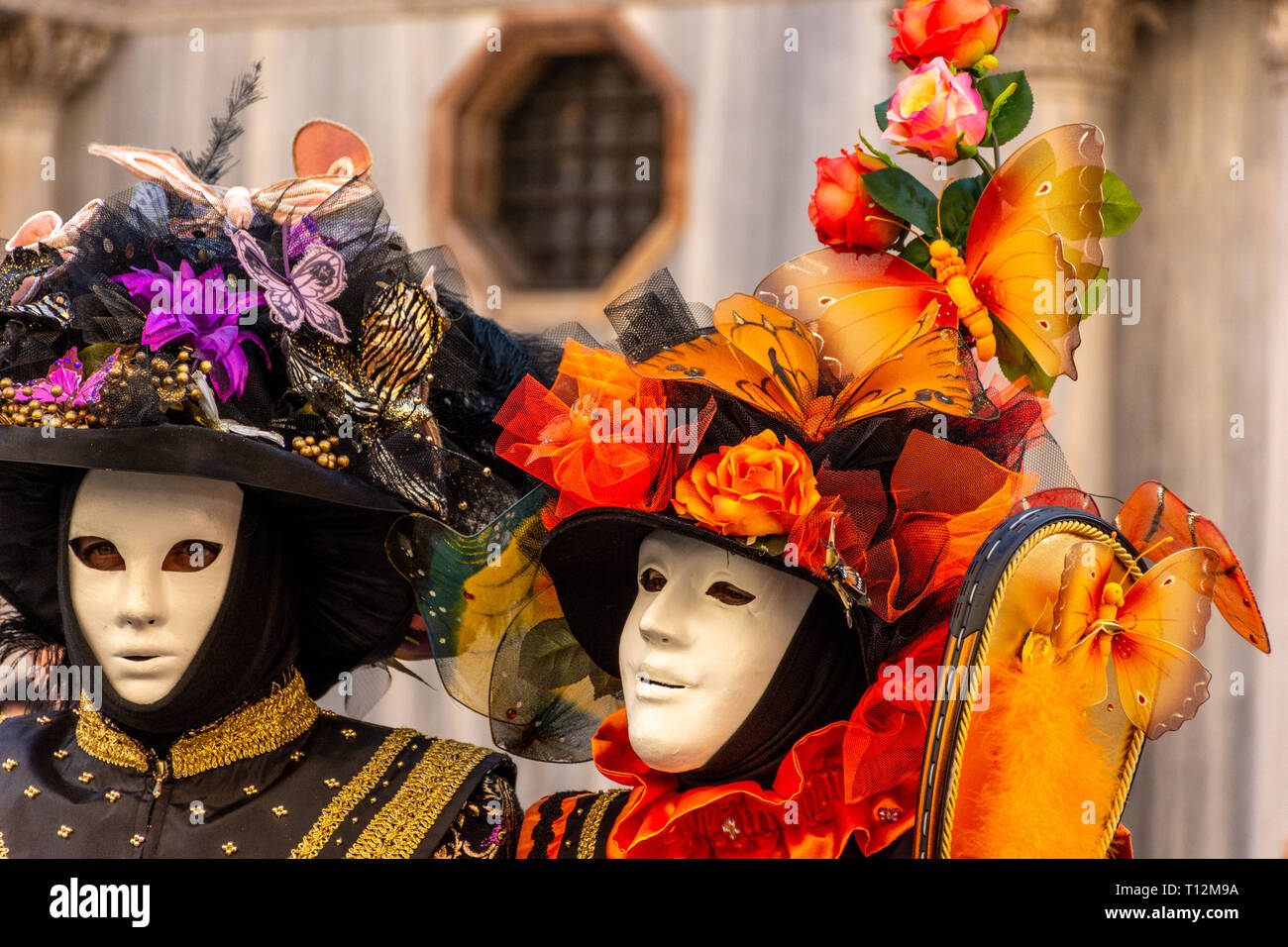 Italy, Venice, 2919 carnival, typical masks, beautiful clothes, posing ...