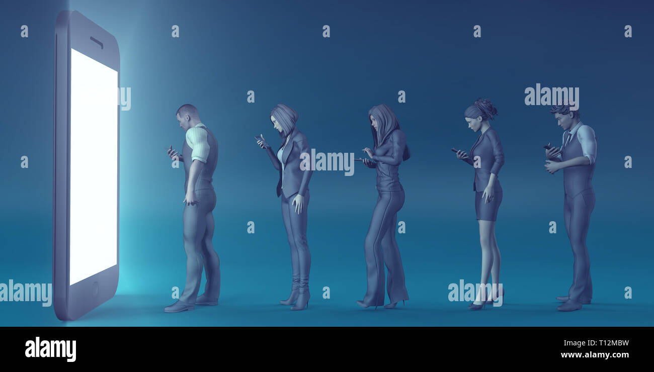 Technological Zombies with People Immersed in their Mobile Phones Stock ...