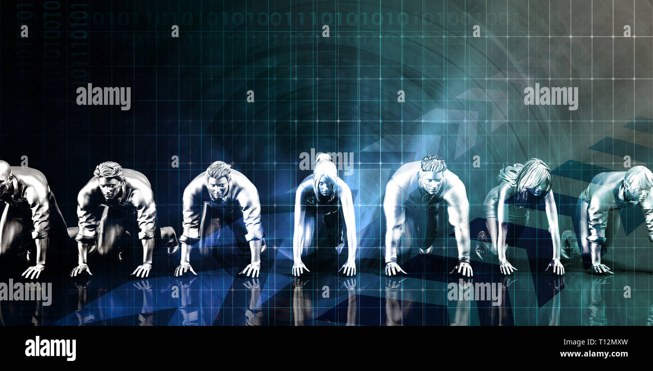 Preparing to Race at the Starting Line Stock Photo - Alamy