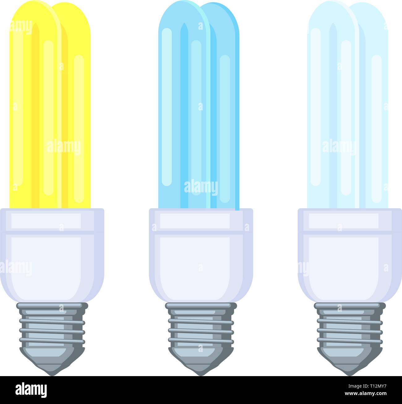 Cartoon warm and cold fluorescent light bulb set Stock Vector Image ...