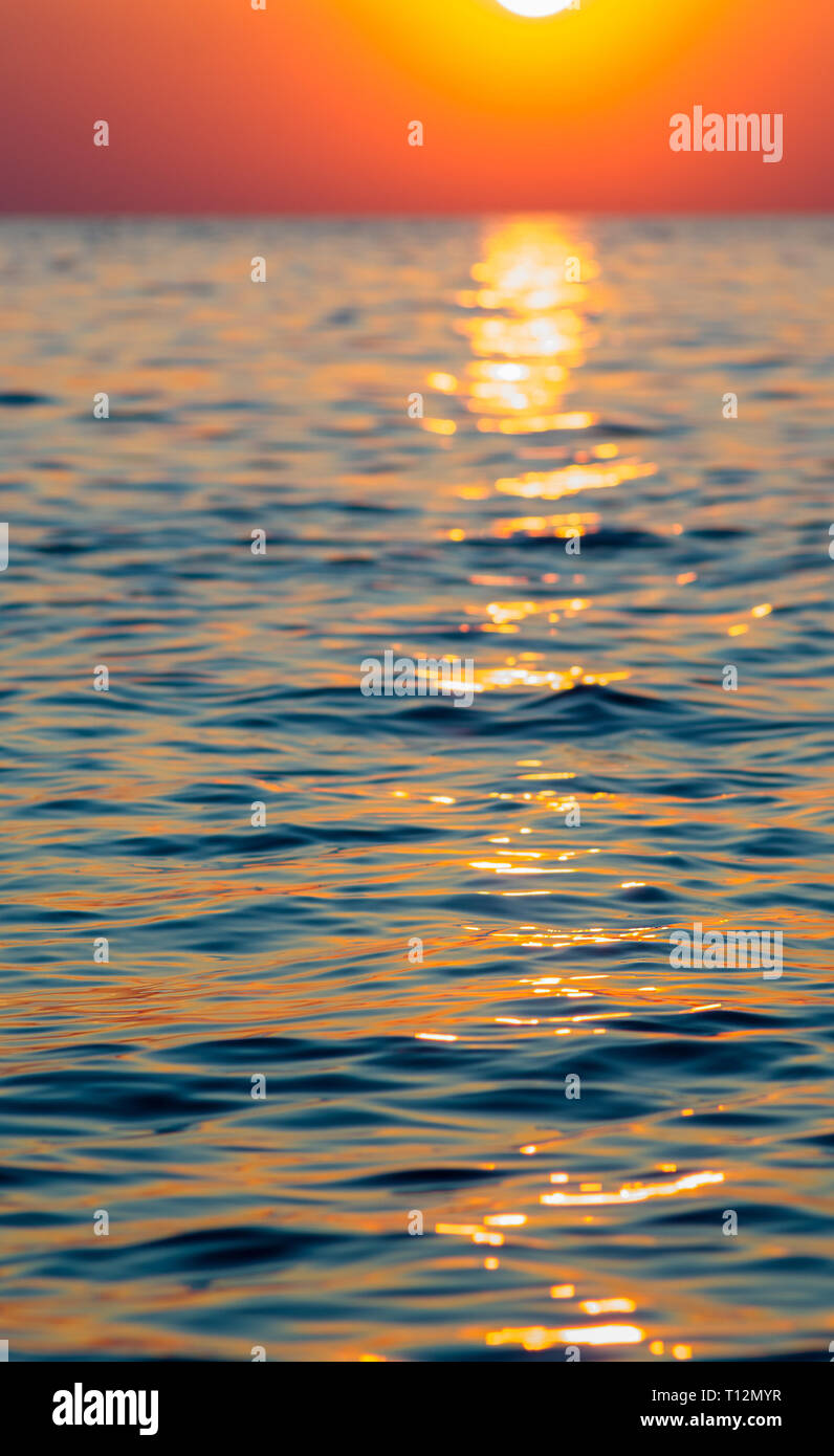 Summer sea sunset, the sun, waves and clouds, beautiful dramatic ...
