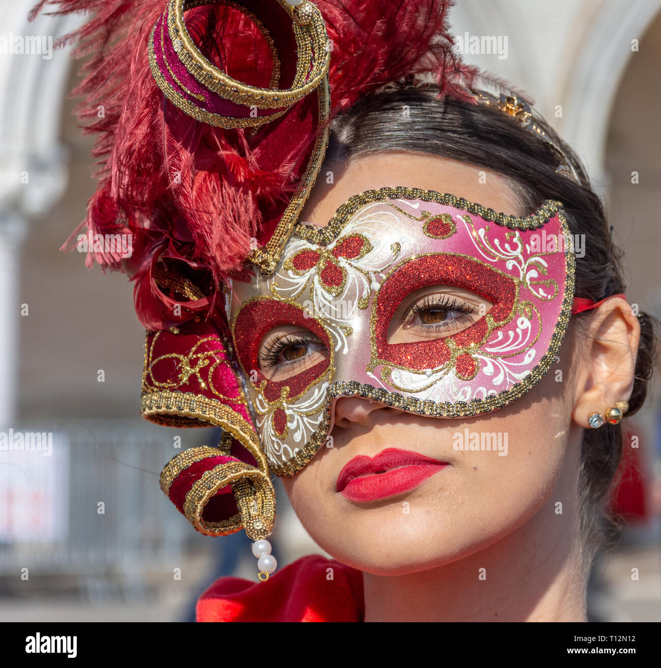 Italy, Venice, 2919 carnival, typical masks, beautiful clothes, posing ...