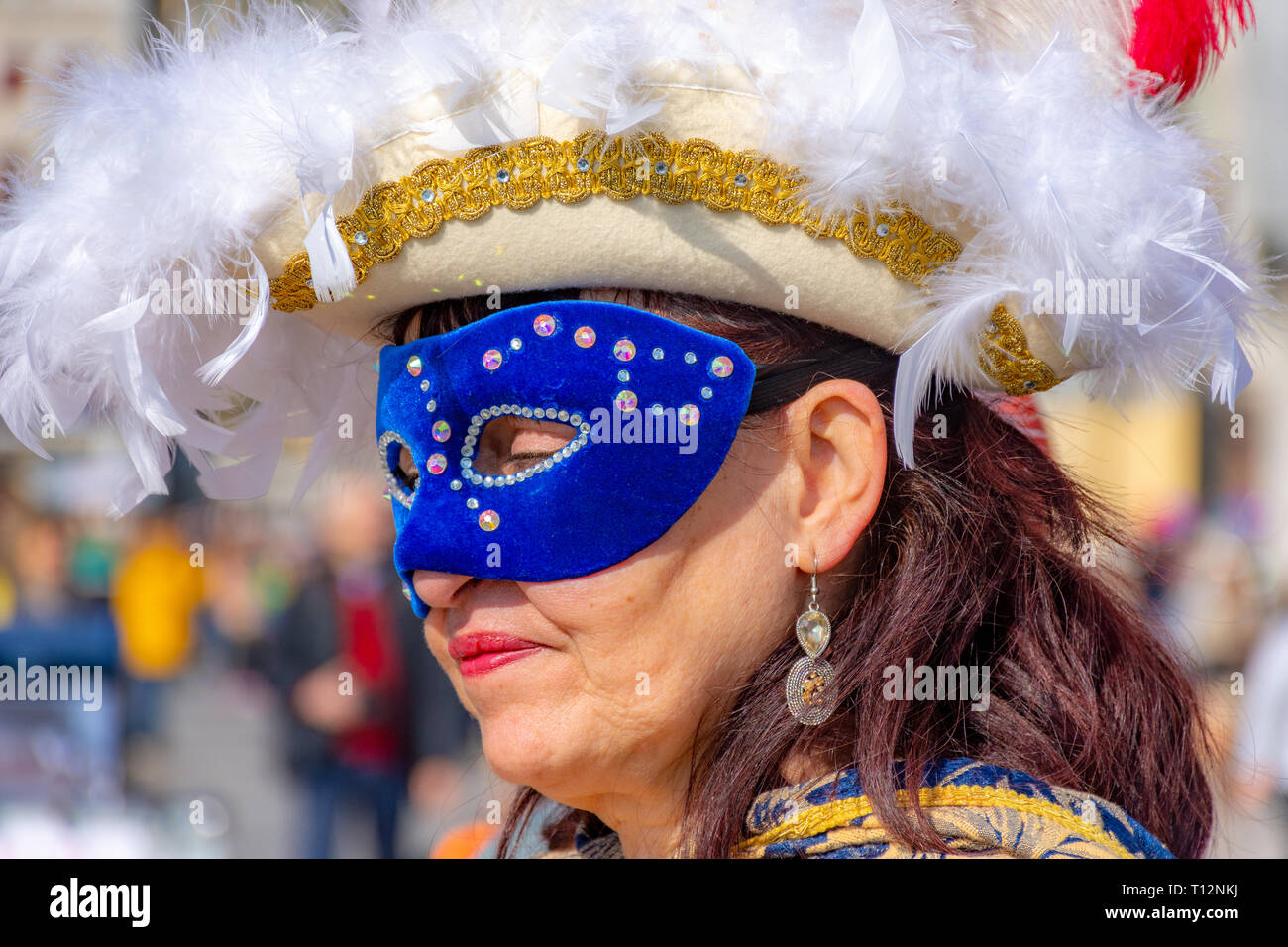 Italy, Venice, carnival, 2019, masked people roam the city, posing for ...