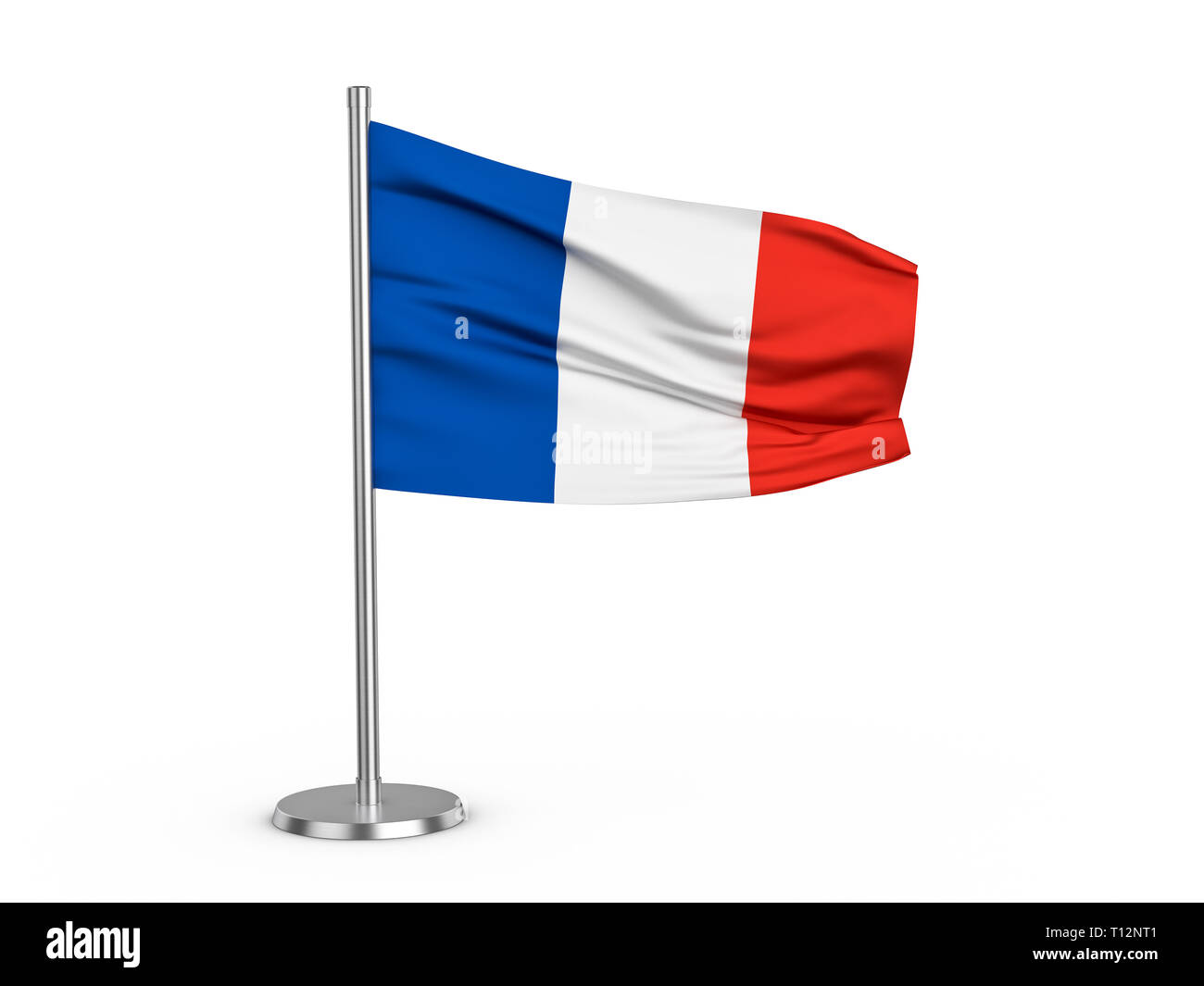 Flapping flag France on a white background. 3d illustration Stock Photo ...