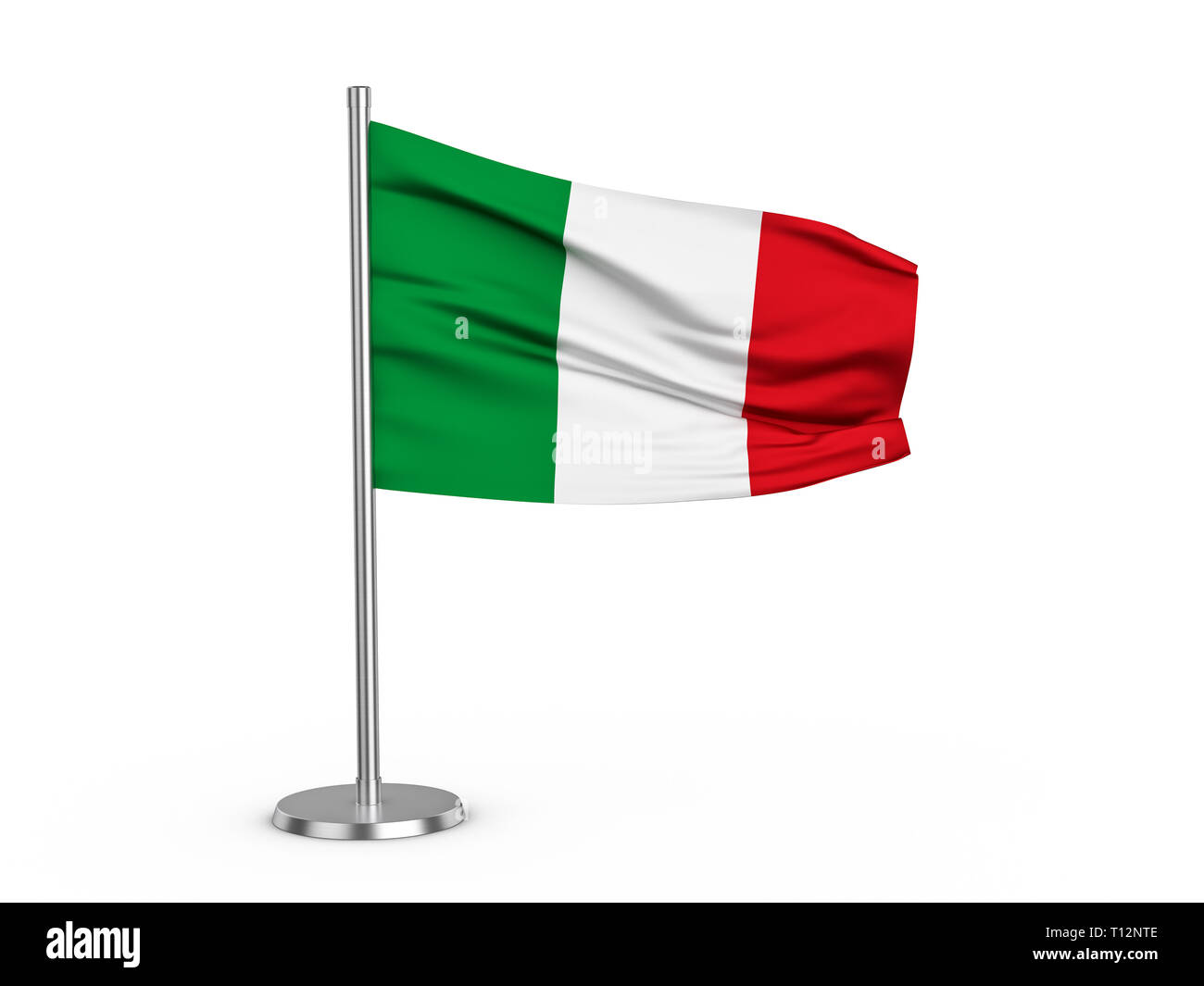 Flapping flag Italy on a white background. 3d illustration Stock Photo ...