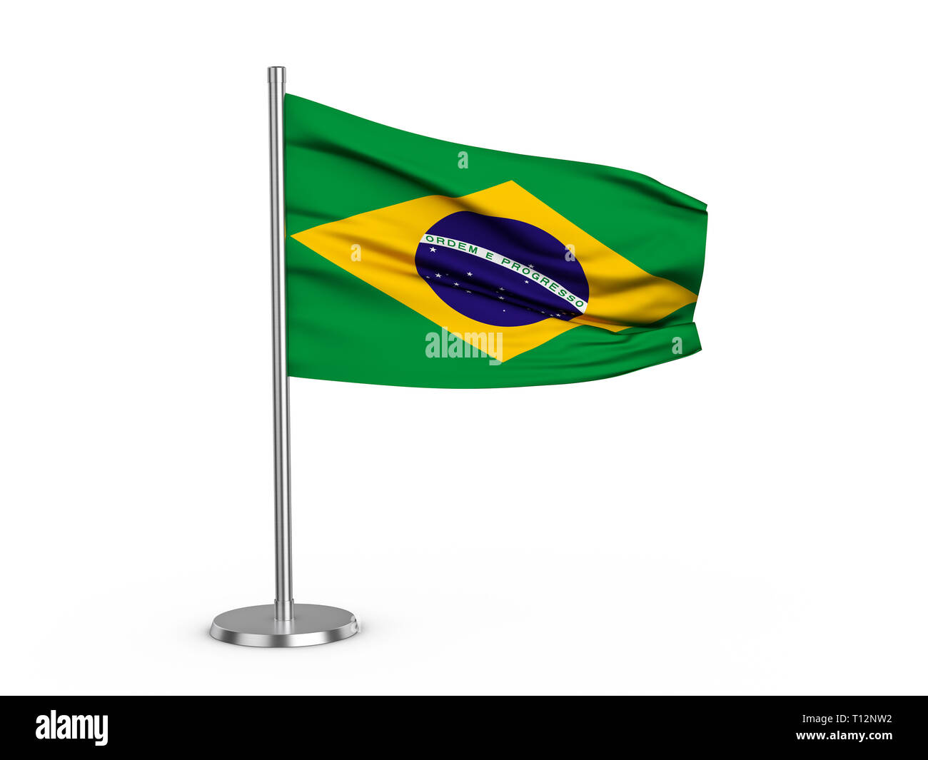 Flapping flag Brazil on a white background. 3d illustration Stock Photo ...