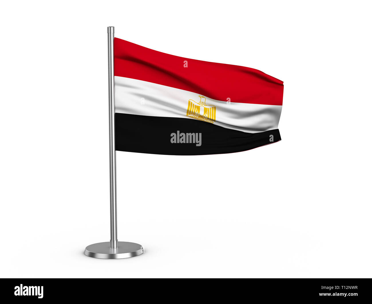 Flag egypt on flagpole Cut Out Stock Images & Pictures - Alamy