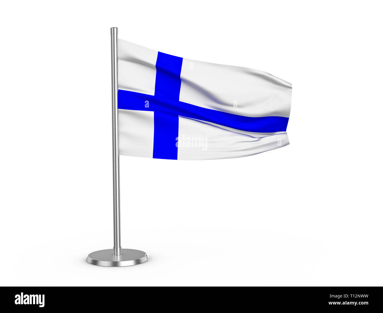 Flapping flag Finland on a white background. 3d illustration Stock ...
