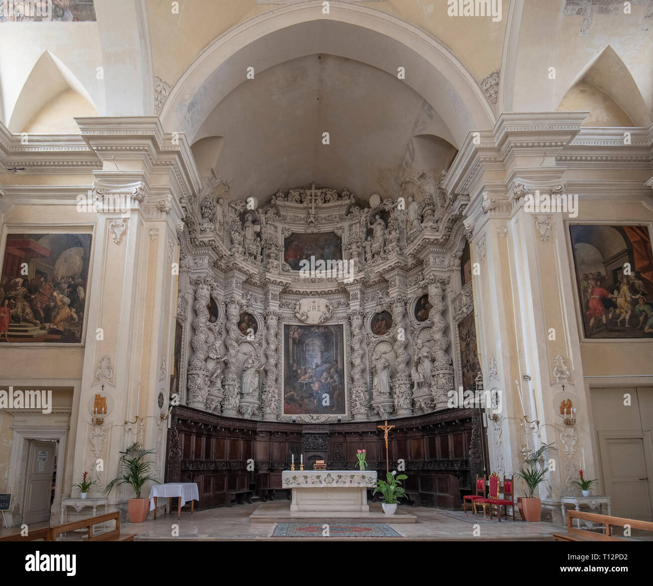 LECCE, Puglia, Italy - Inside interior of the catholic church of Jesus ...