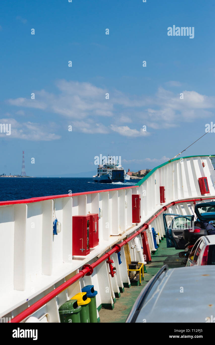 View of the left side of the ferry, ready to moor for the landing of ...