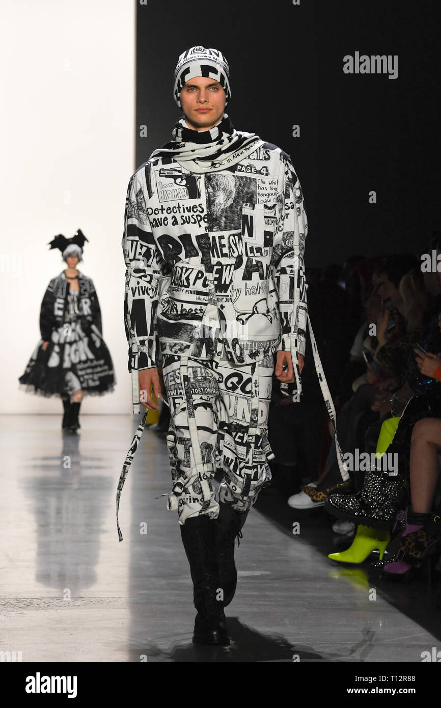 NEW YORK, NY - FEBRUARY 08: Liam Foster walks the runway for Jeremy ...