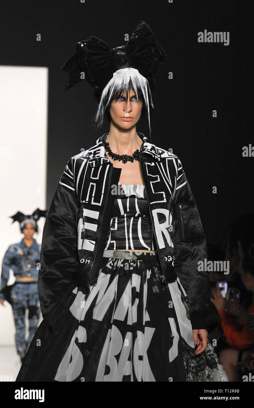 NEW YORK, NY - FEBRUARY 08: Sarah Abney walks the runway for Jeremy ...