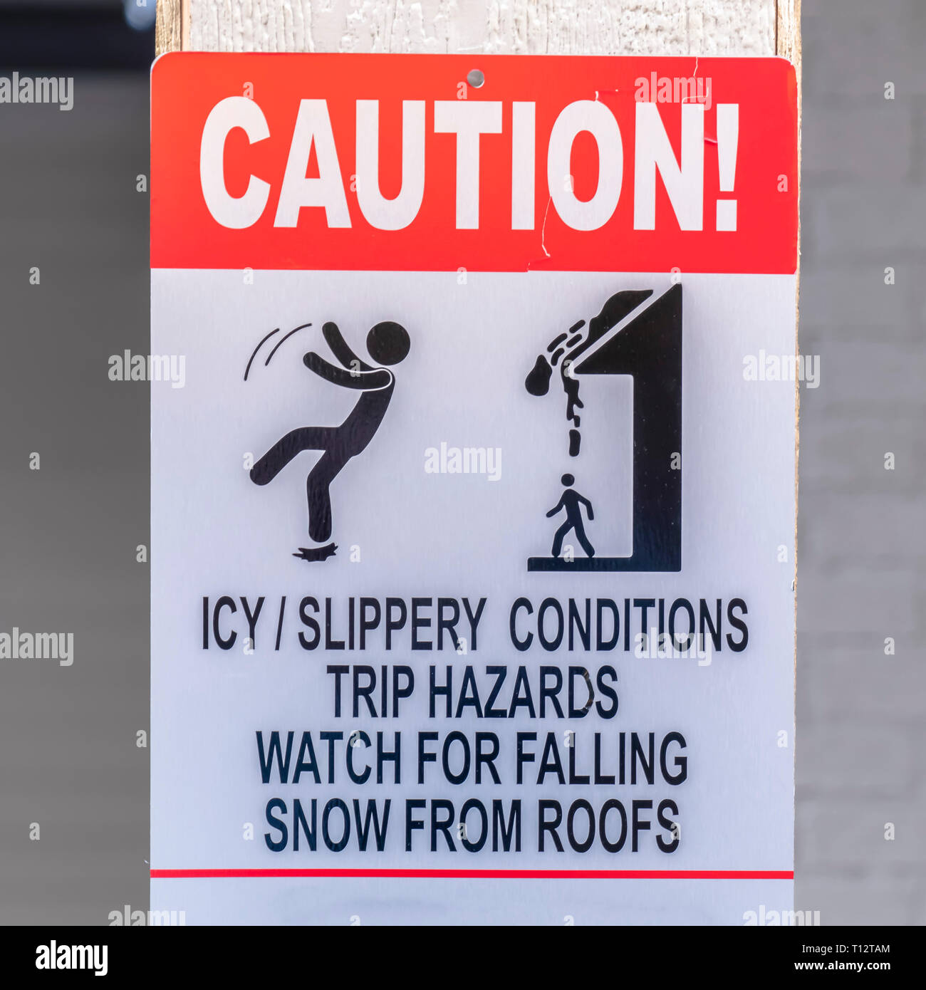 Beware Of Snow And Ice And Sign Stock Photos & Beware Of Snow And Ice ...