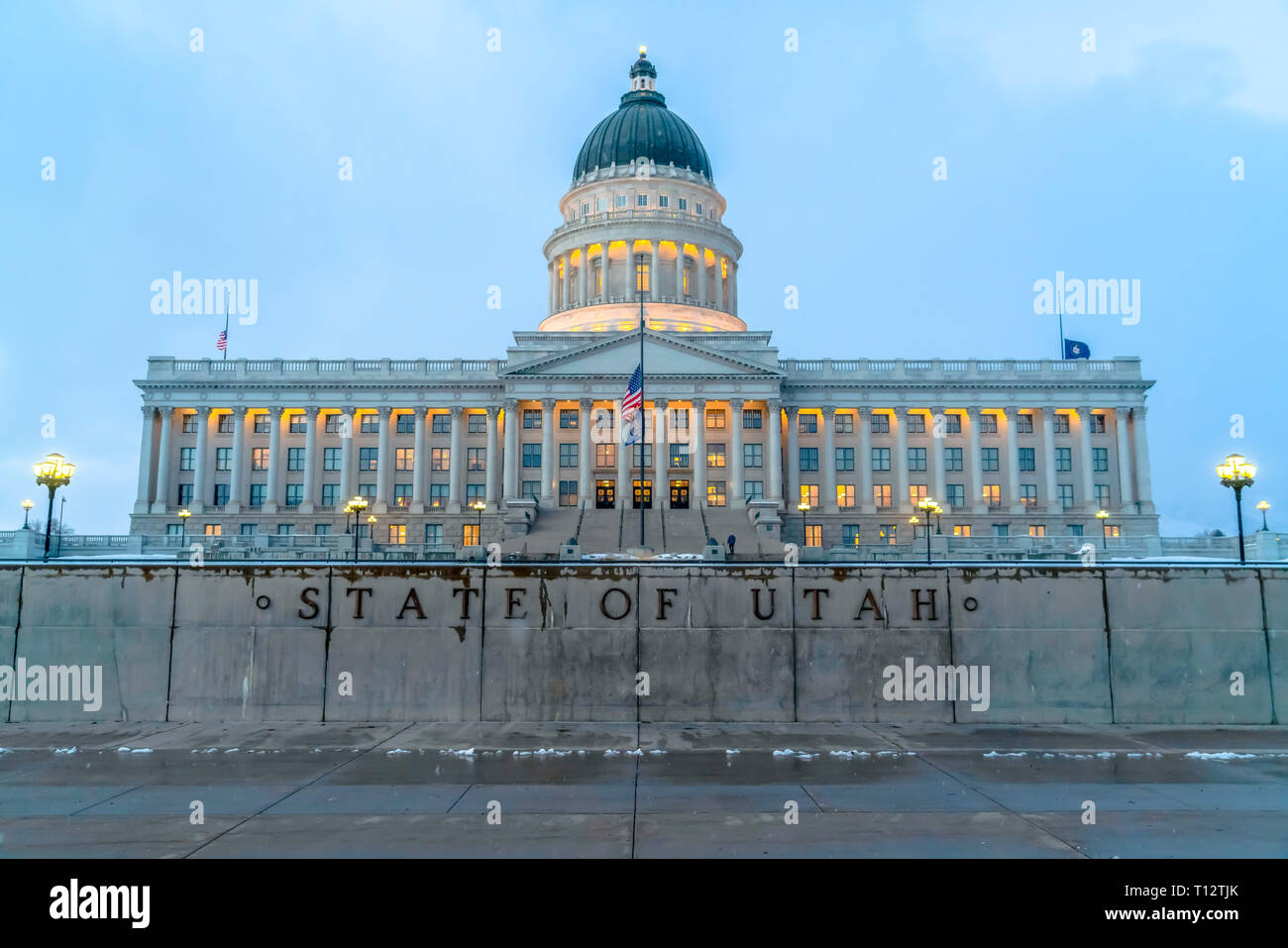 Facade of the iconic Utah State Capital Building. Facade of the ...