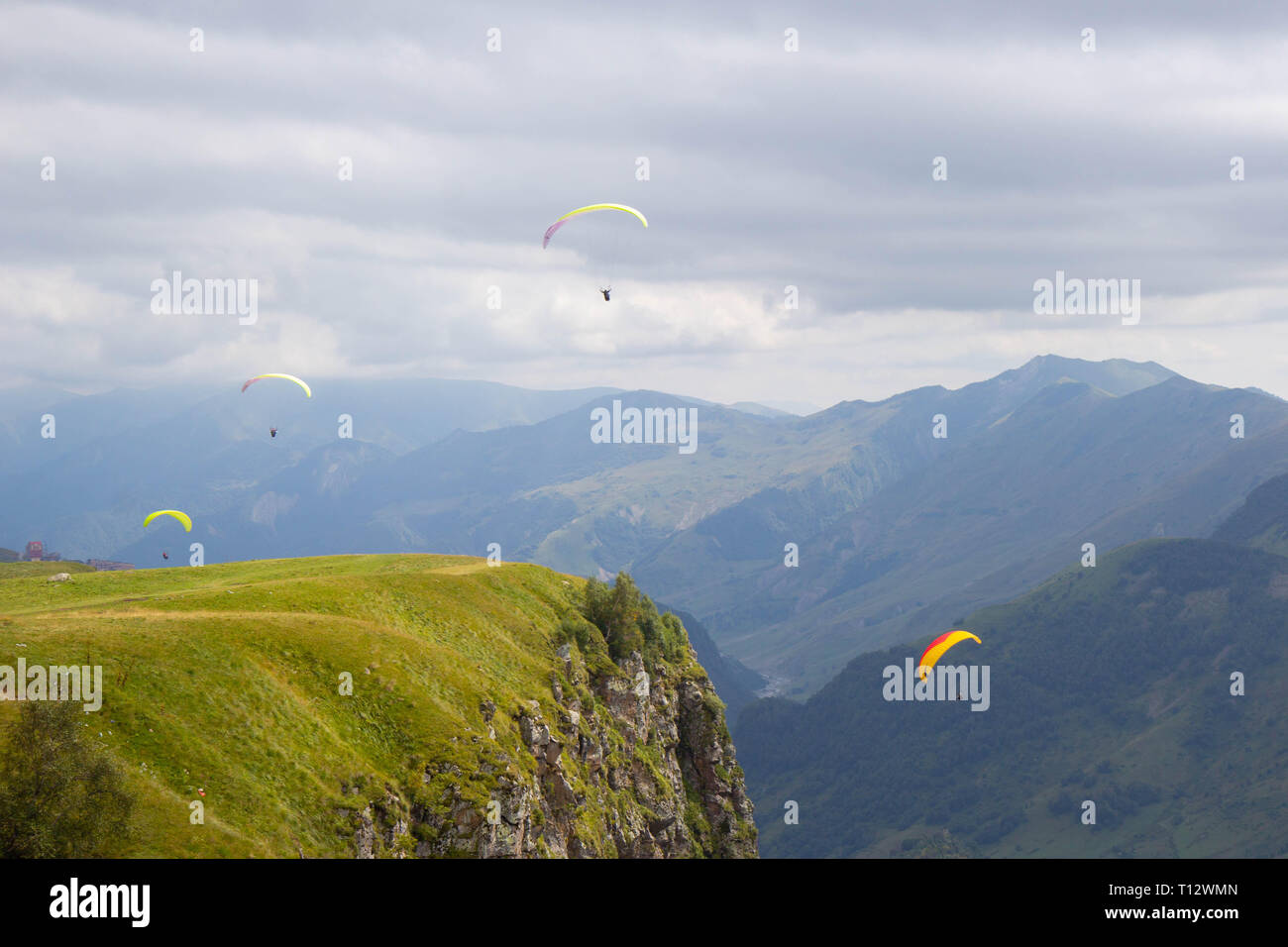 Paragliding in Gudauri Recreational Area in the Greater Caucasus ...