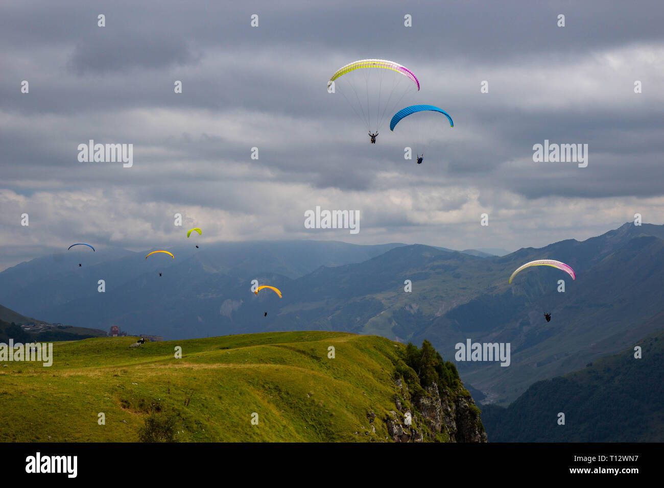 Paragliding in Gudauri Recreational Area in the Greater Caucasus ...