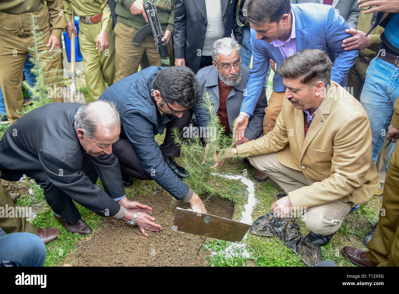 Officials seen planting a tree during the. International Day of Forests ...
