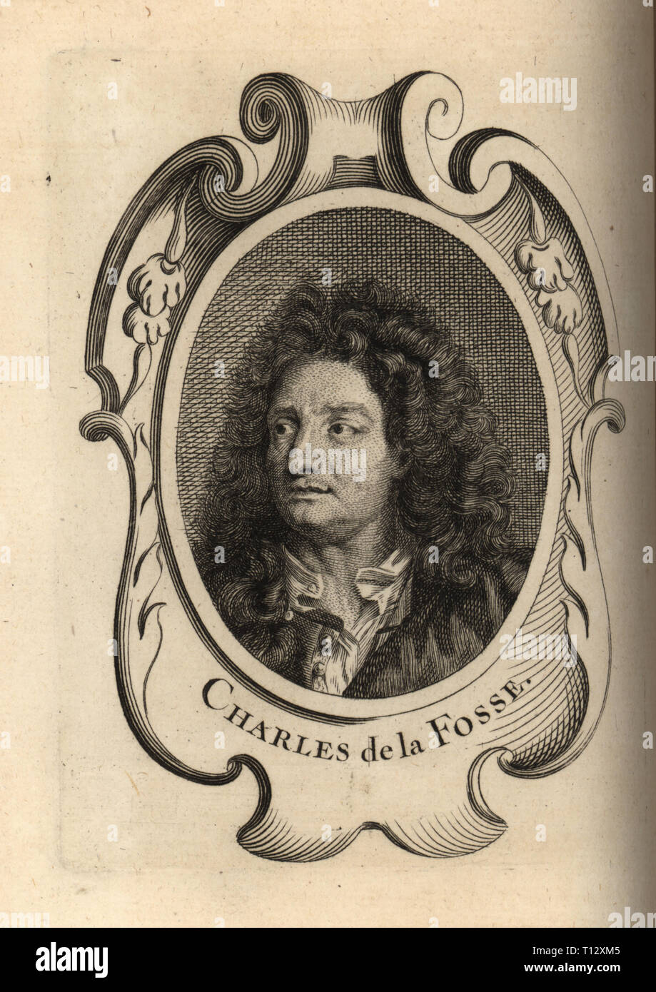 Portrait of Charles de la Fosse, French painter 1636-1716. Copperplate ...