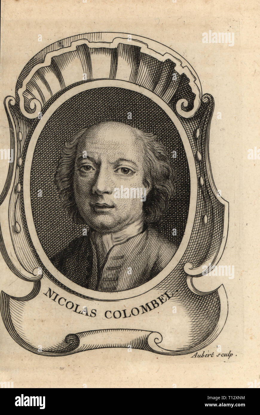 Portrait of Nicolas Colombel, French painter 1644-1717. Copperplate ...