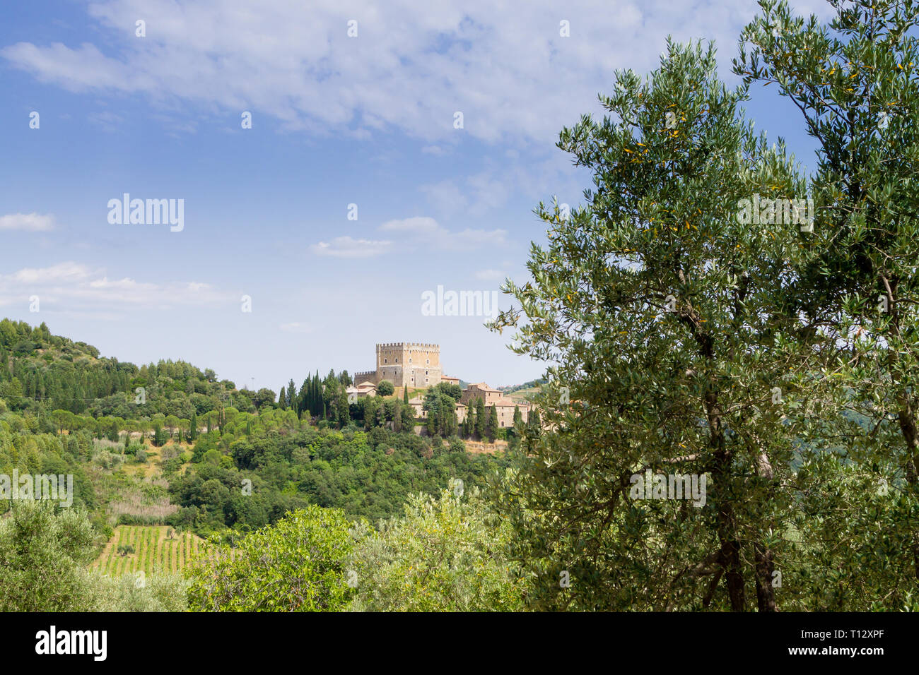 Ripa d'Orcia castle view, Tuscany landmark, Italy. Italian landscape ...